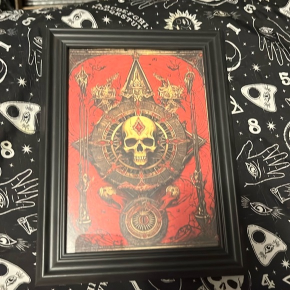 None | Wall Decor | Occult Witch Spooky Skull Framed 5x7 Picture Gothic ...